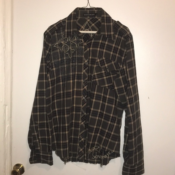 Monarchy | Shirts | Monarchy Bottom Down Mens Plaid Shirt Size L | Poshmark